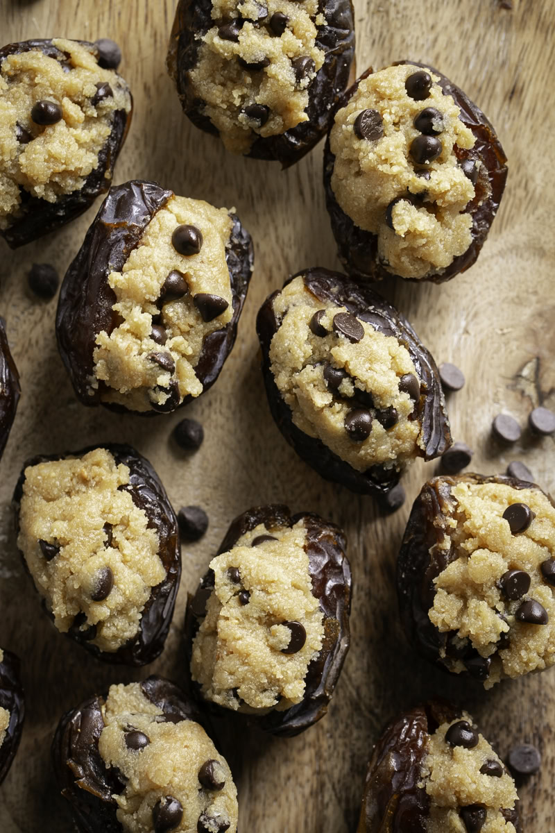 Chocolate Chip Cookie Dough Stuffed Dates - Healthy Little Vittles