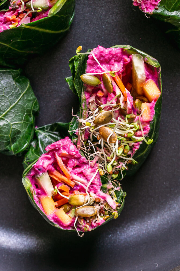 Beet Hummus Veggie Collard Wraps - Healthy Little Vittles