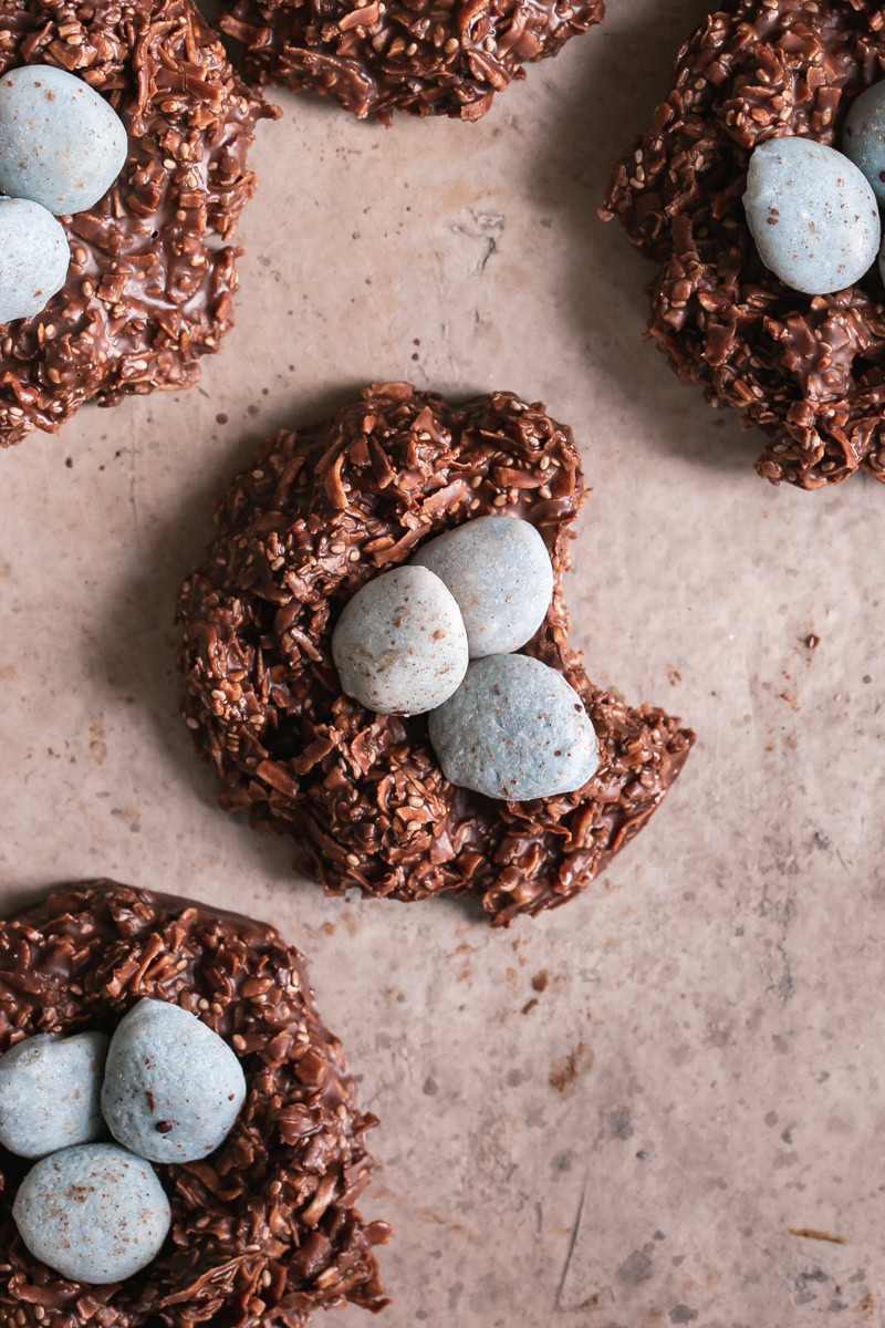 Toasted Coconut Chocolate Bird Nest Cookies - Healthy Little Vittles