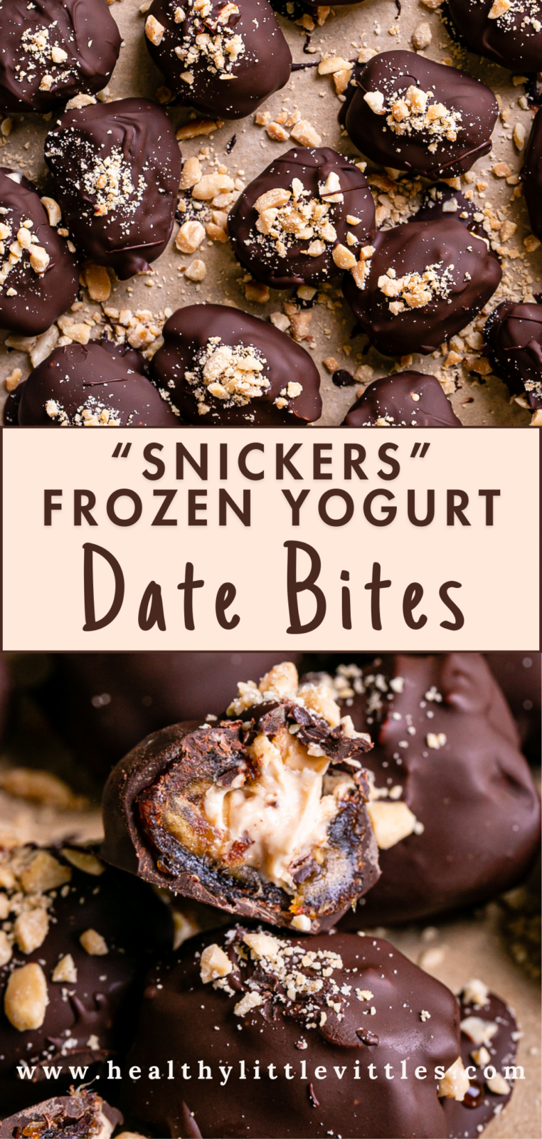 “Snickers” Frozen Yogurt Chocolate Covered Date Bites - Healthy Little ...