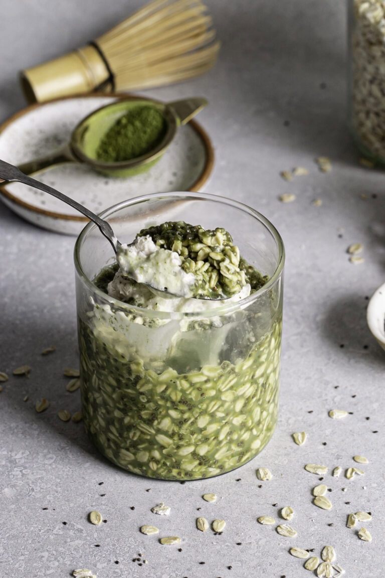 Oat Milk Matcha Latte Overnight Oats - Healthy Little Vittles