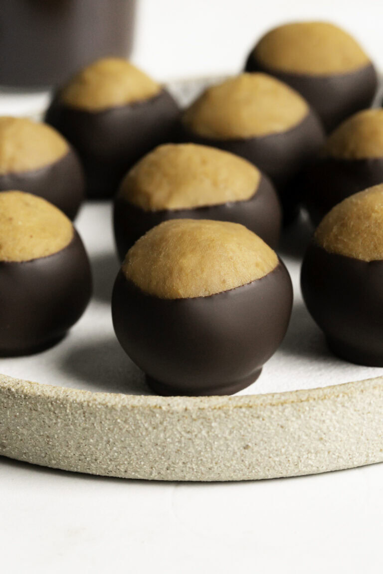 Vegan Peanut Butter Buckeyes Without Powdered Sugar (Maple Syrup ...