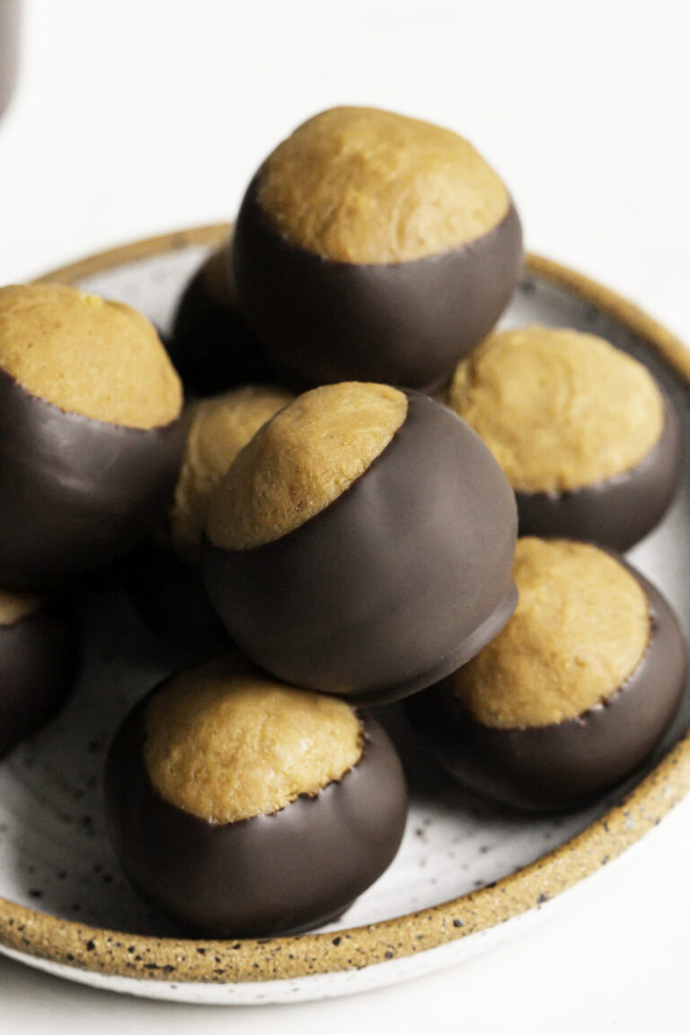 Vegan Peanut Butter Buckeyes Without Powdered Sugar (Maple Syrup ...