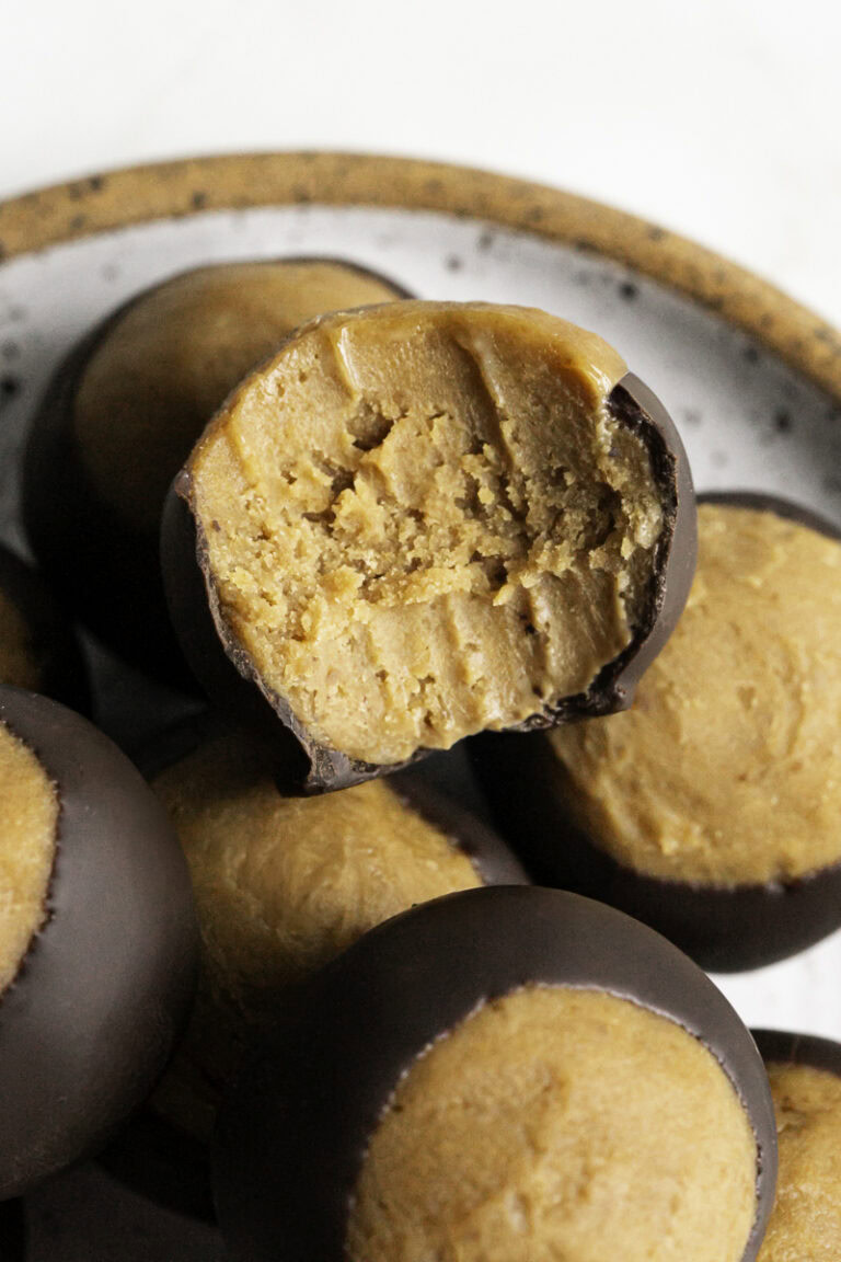 Vegan Peanut Butter Buckeyes Without Powdered Sugar (Maple Syrup ...
